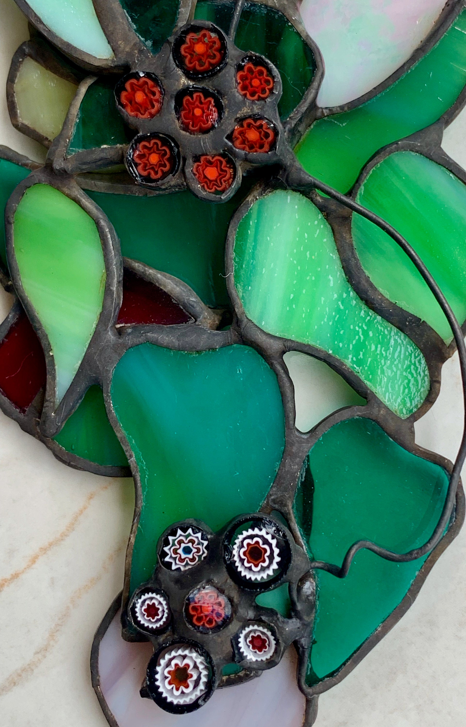 Hindu Rope Sun Catcher, With Blooms. Variegated, in Shades of Green and ...