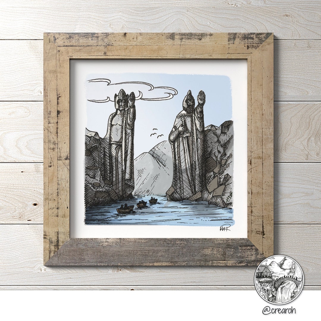 Gates of Argonath Illustration | Tolkien | Middle Earth | Digital ...