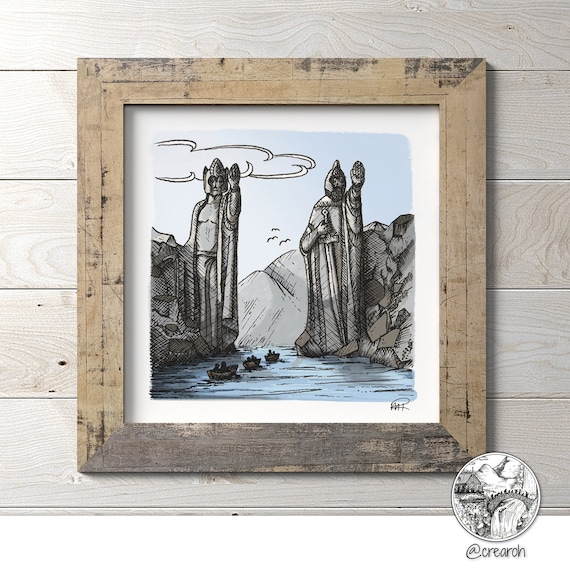 Gates of Argonath Illustration Tolkien Middle Earth - Etsy