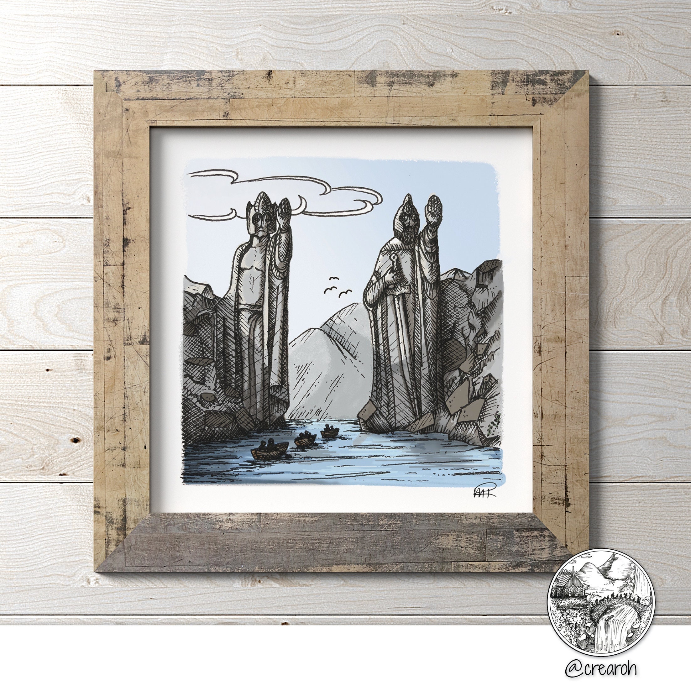 Gates of Argonath Illustration Tolkien Middle Earth - Etsy
