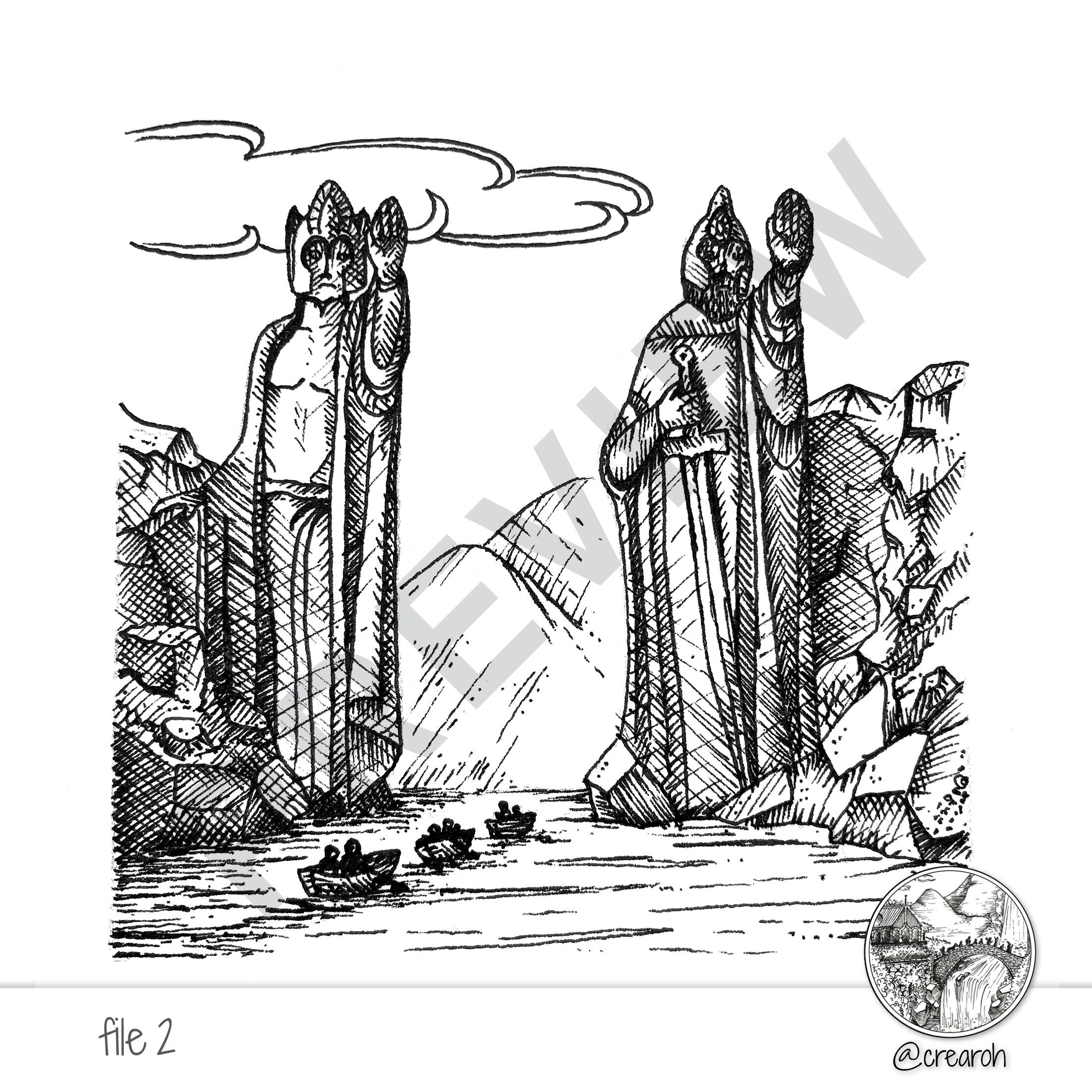 Gates of Argonath Illustration Tolkien Middle Earth - Etsy