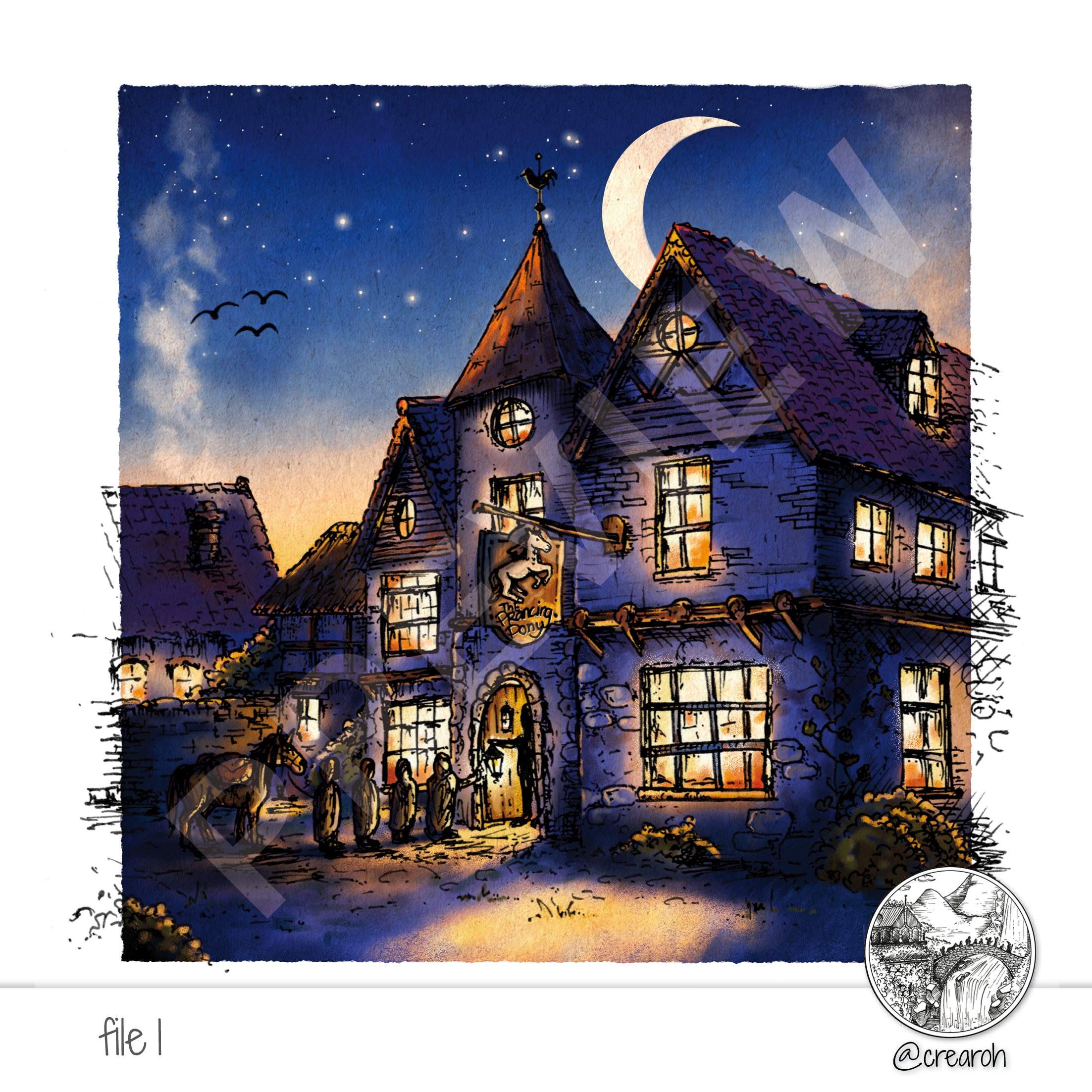 The Prancing Pony Illustration | Tolkien | Middle Earth | Digital ...