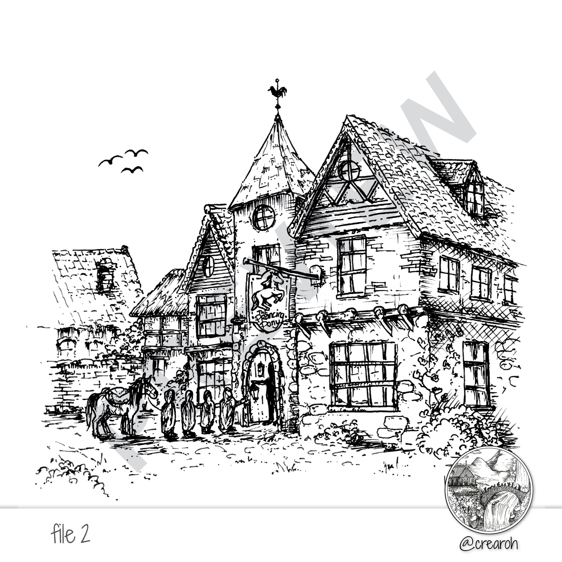 The Prancing Pony Illustration | Tolkien | Middle Earth | Digital ...