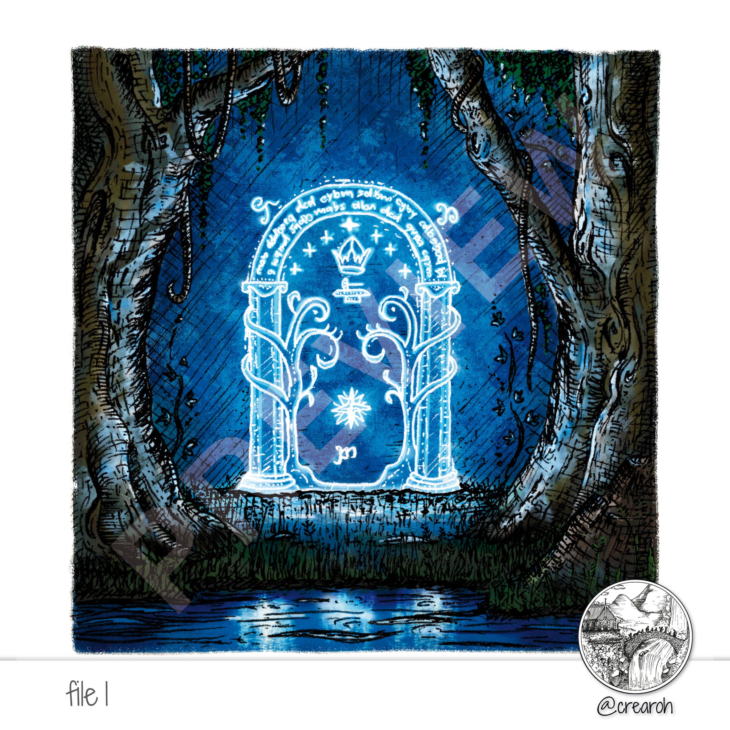 Doors of Durin (speak Friend and Enter) Illustration | Tolkien | Middle ...