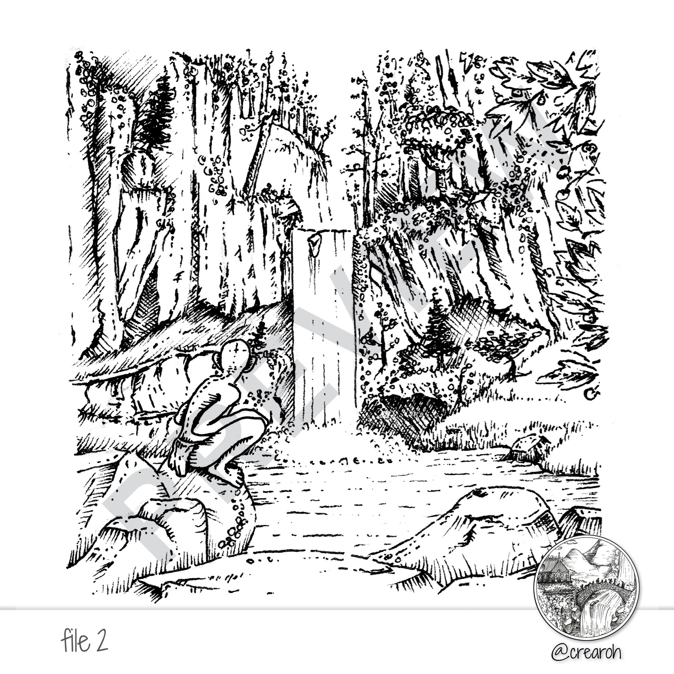 Gollum Forbidden Pool Illustration Tolkien Middle Earth Digital ...