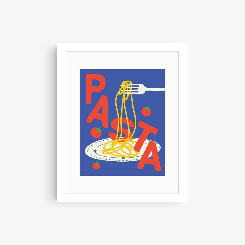 Plate of Spaghetti | Art Print | Pasta Art Print | Food Print ...