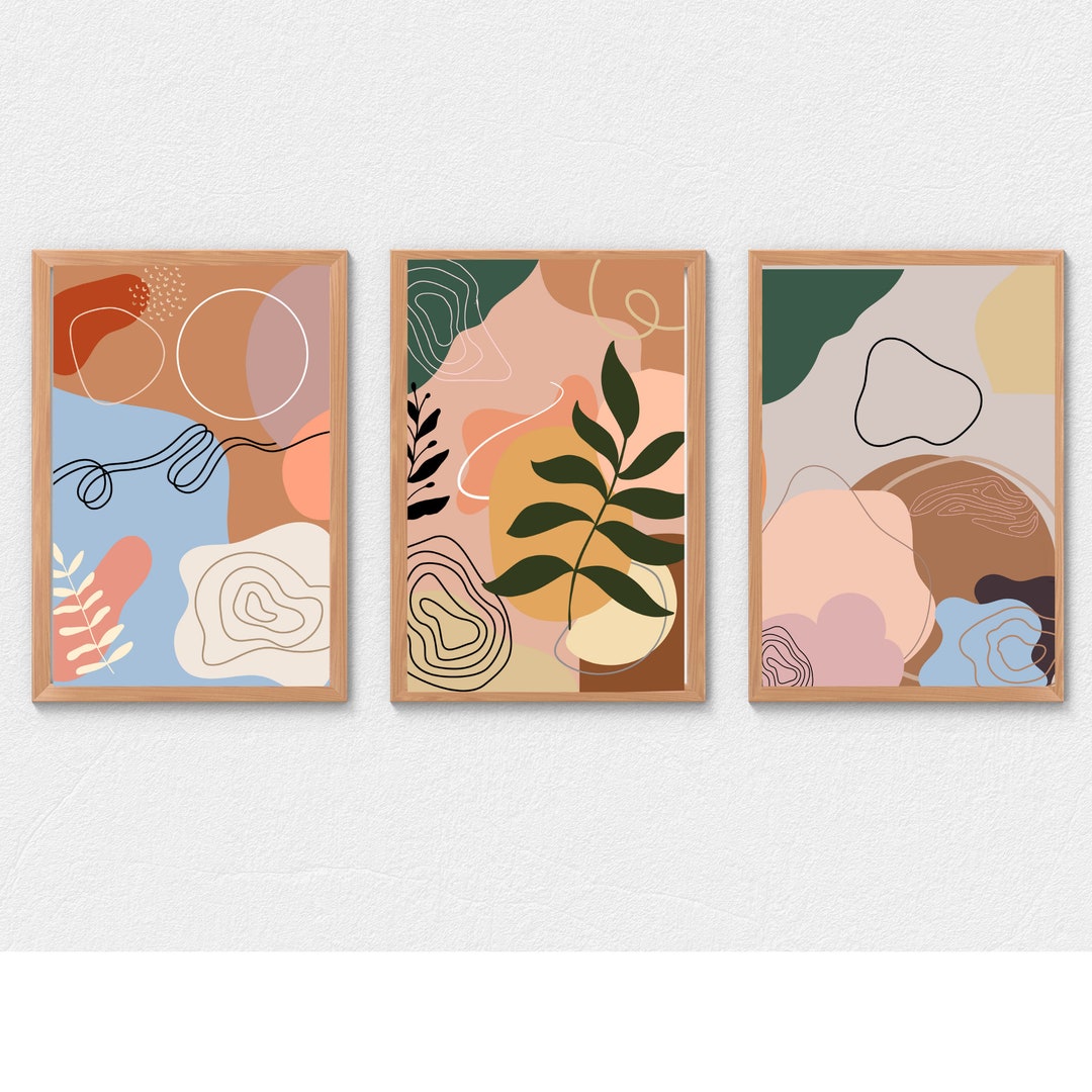 Bohemian Abstract Wall Art Prints Set of 3, Room Decor Digital Print - Etsy