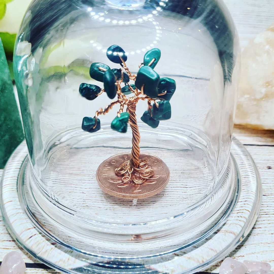 Mini Crystal Tree With Malachite Copper Wire Detail Presented Inside a ...