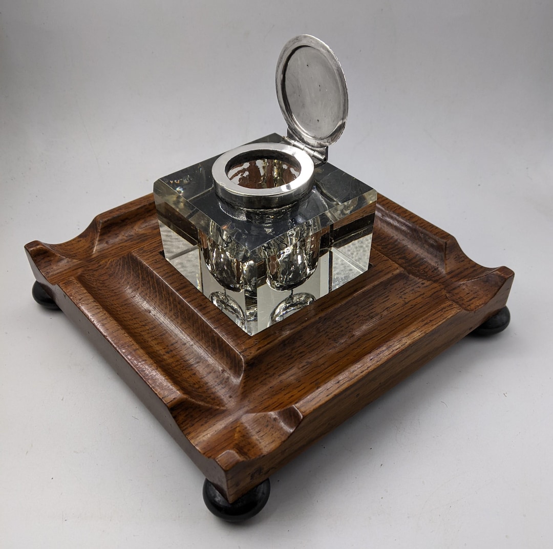 Antique Edwardian Inkwell and Desk Stand. - Etsy