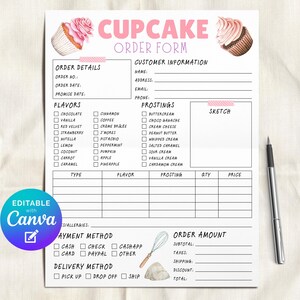 Bakery Order Forms Bundle Editable Template, Bakery Invoice Form, Cake ...