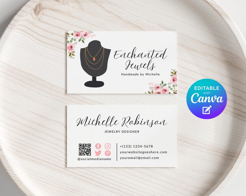 Jewelry Business Card Editable Template, Modern Jewelry Shop DIY ...