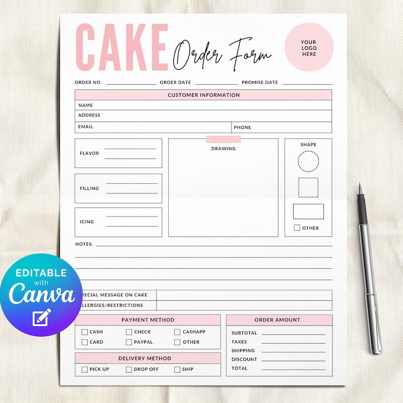 Bakery Invoice Template - Etsy