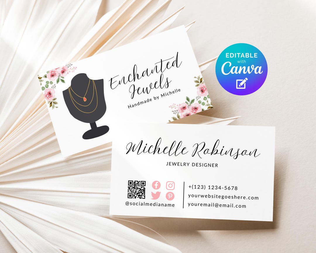 Jewelry Business Card Editable Template, Modern Jewelry Shop DIY ...