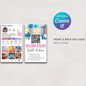 Balloon Artist Instagram Business Card Editable Template, Rainbow ...