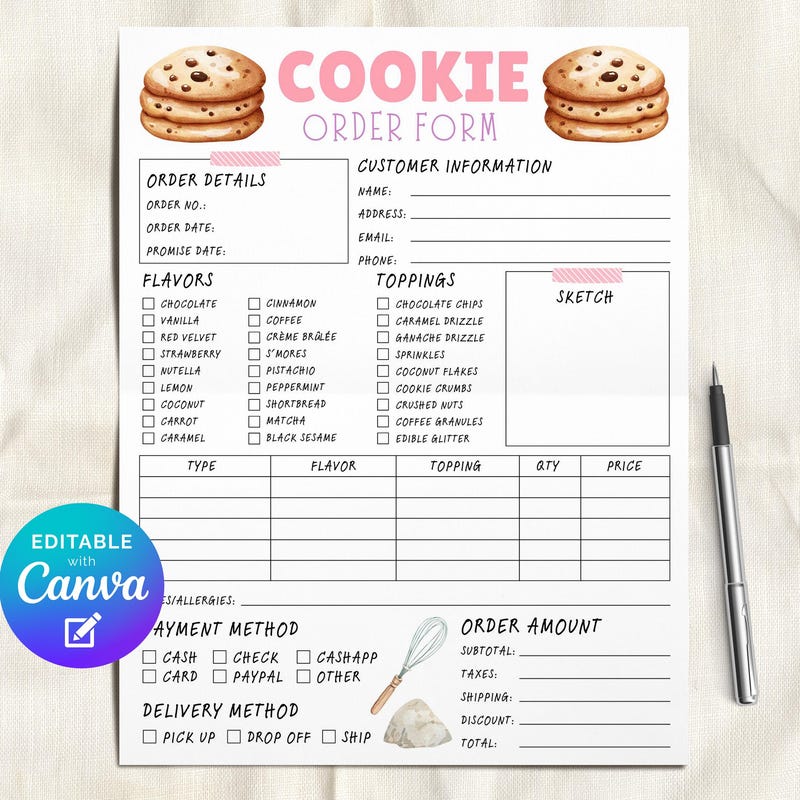 Cookie Order Form - Etsy