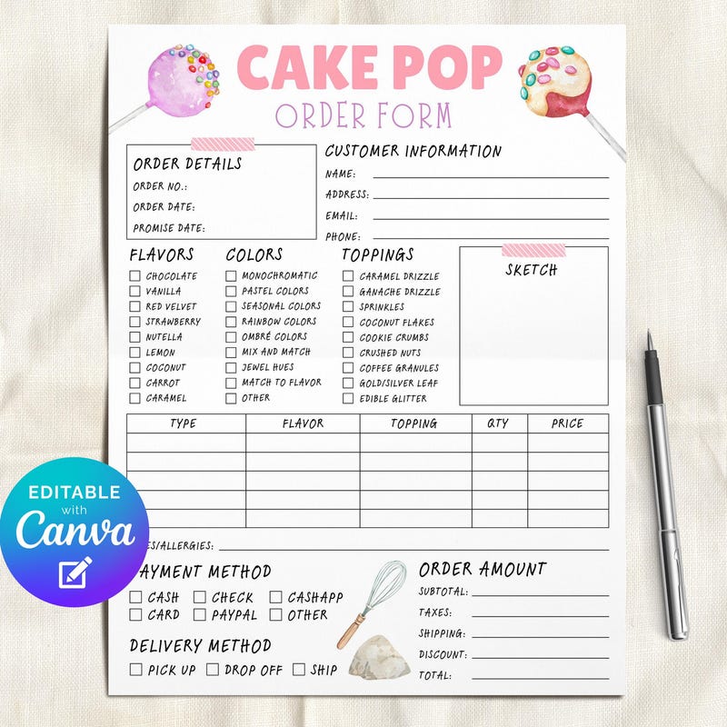 Bakery Order Forms - Etsy