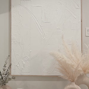 Large White Textured Canvas Painted Painting 3D Abstract Modern Art ...