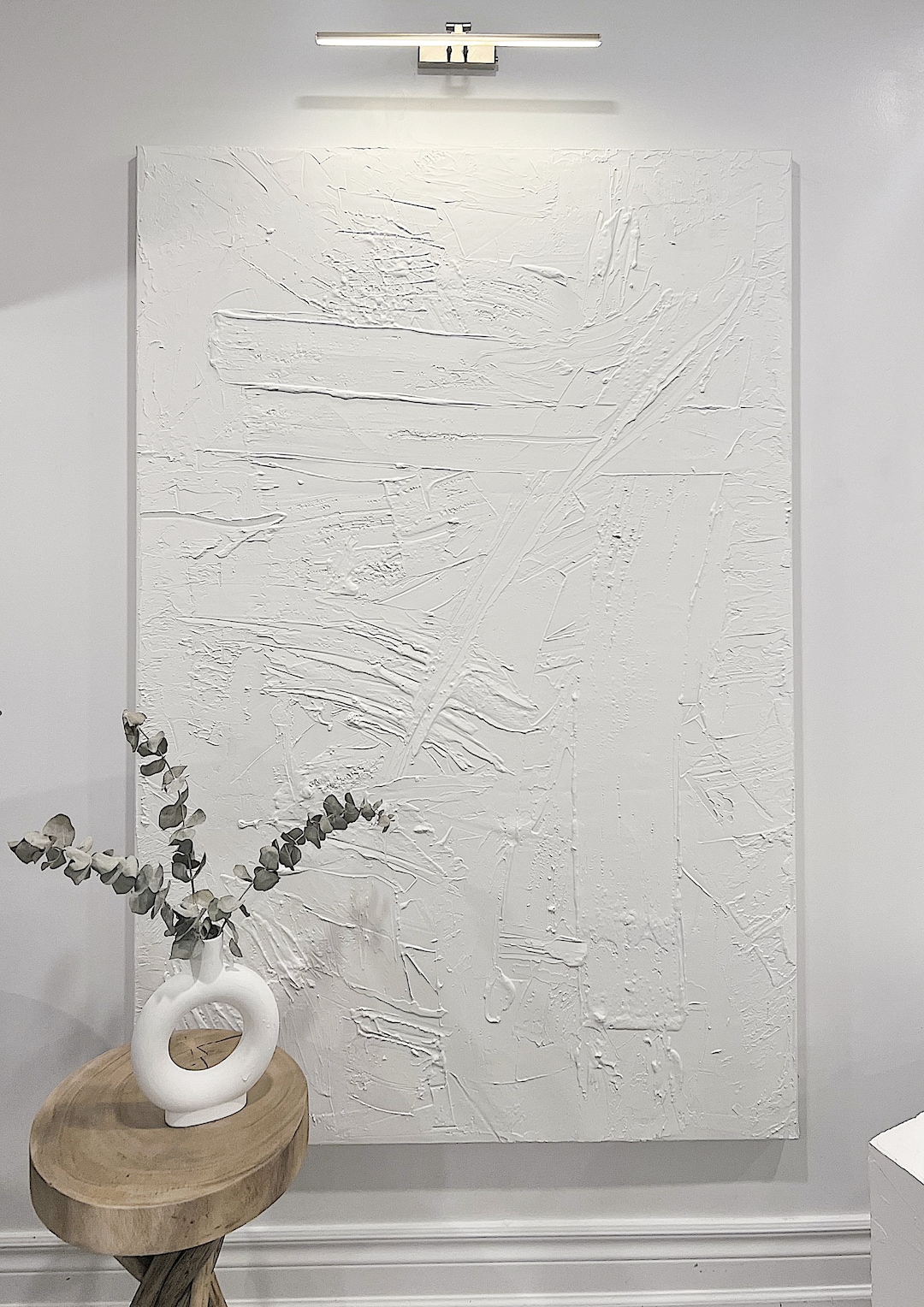 Large White Textured Canvas Painted Painting 3D Abstract Modern Art ...