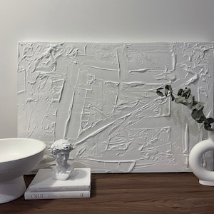 Large White Textured Canvas Painted Painting 3D Abstract Modern Art ...