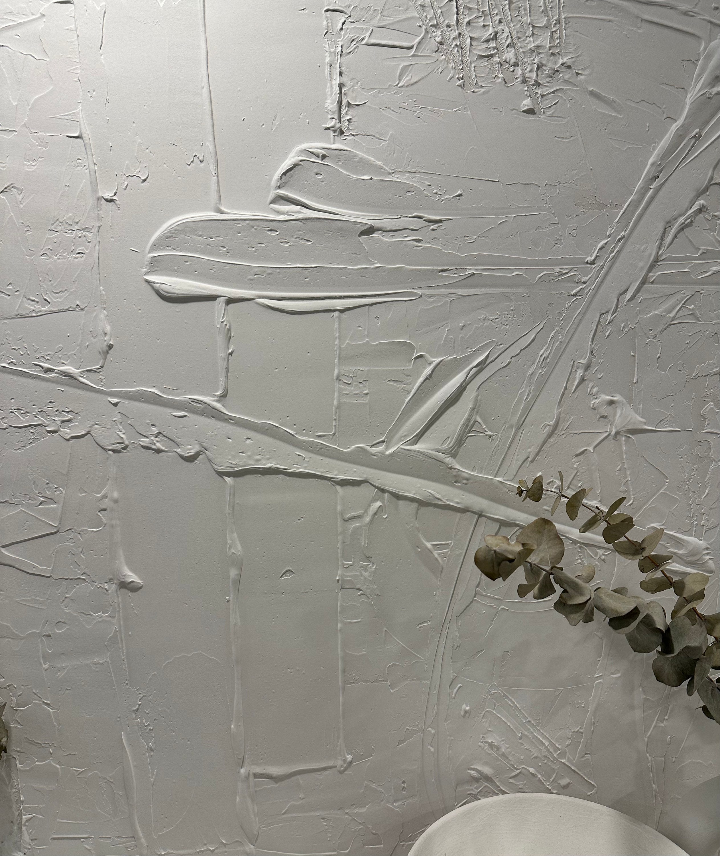 Large White Textured Canvas Painted Painting 3D Abstract Parisian Art ...