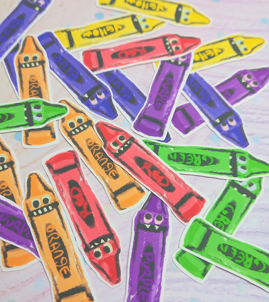 Monster Crayon Sticker Pack, Waterproof Matte Vinyl Handmade Stickers ...
