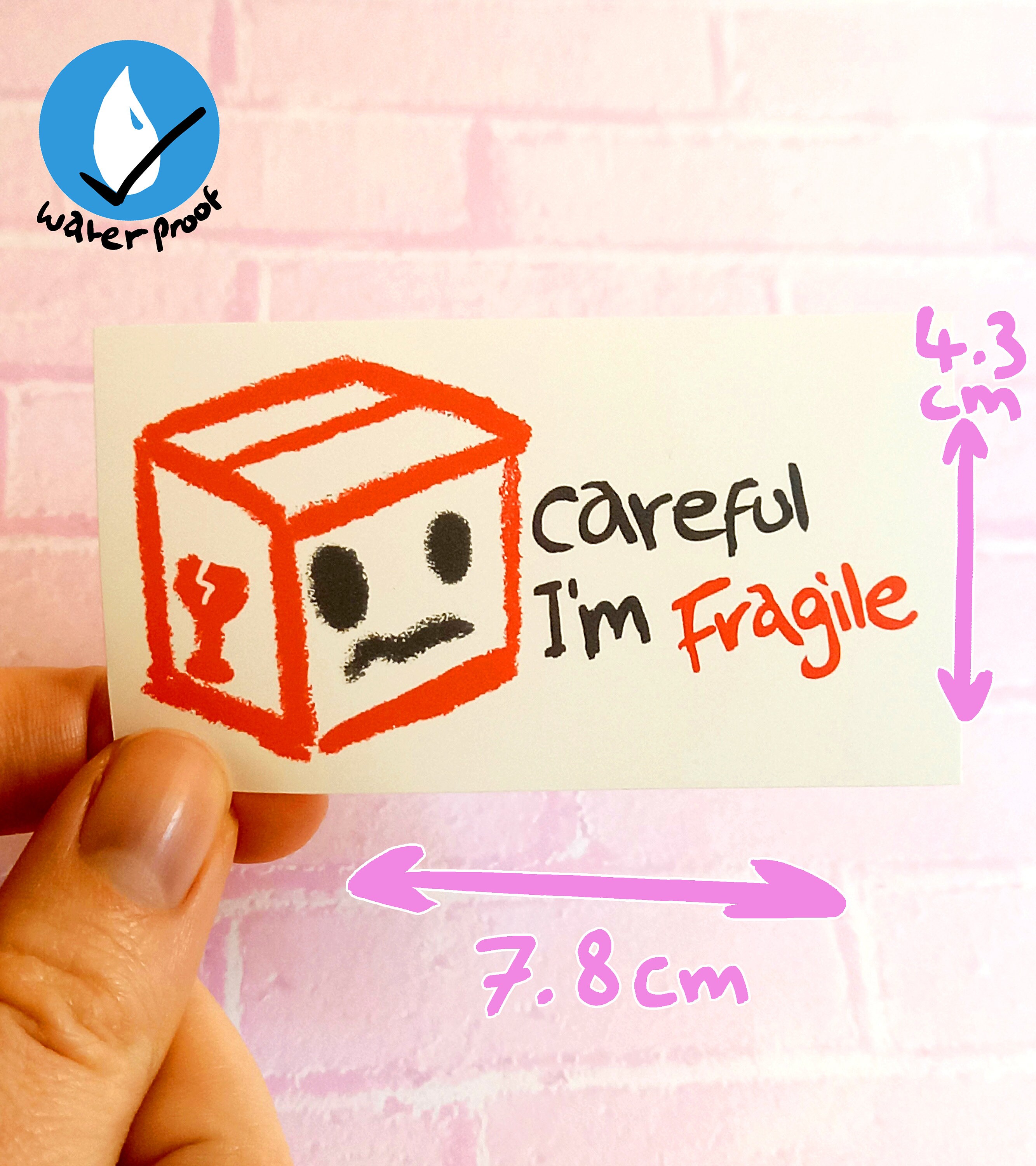 Funny Careful Fragile Vinyl Sticker, Single Large Matte Waterproof ...