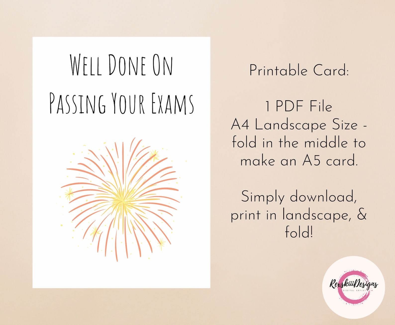 Printable Exam Results Card, Well Done on Passing Your Exams Card, GCSE ... Printable Exam Results Card, Well Done on Passing Your Exams Card, GCSE ...