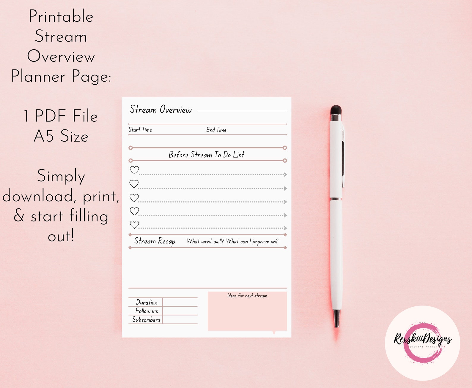 Streaming Planner - A4 A5 Digital Planner - Twitch Planner - Live ...