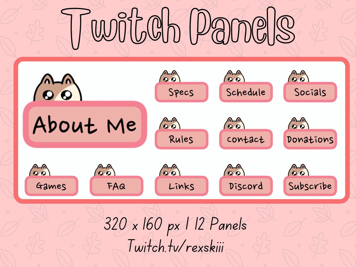 Twitch Cat Panels, About Me Panels, Pink Twitch Panels, Cute Panels ...