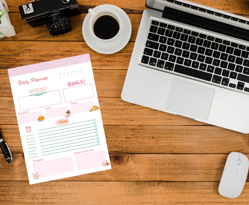 Printable Daily Planner Page, Printable Planner, A4 Planner, Meal ...