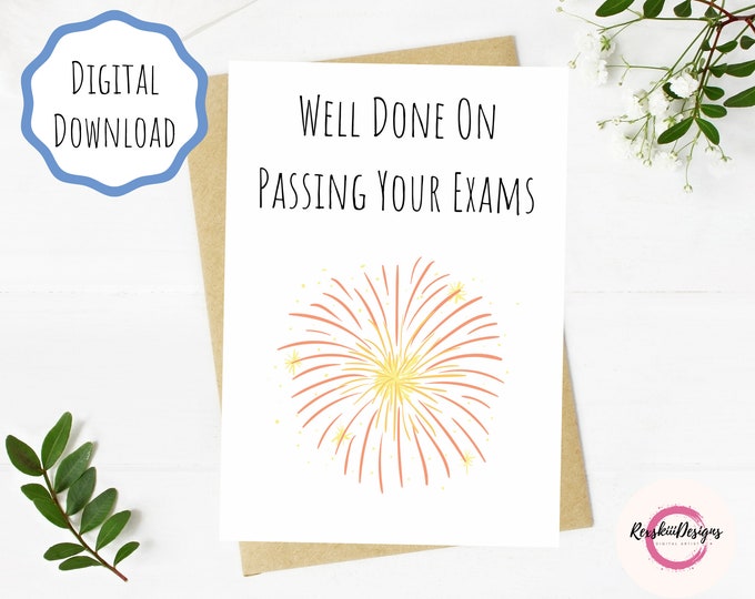 Printable Exam Results Card, Well Done on Passing Your Exams Card, GCSE ...