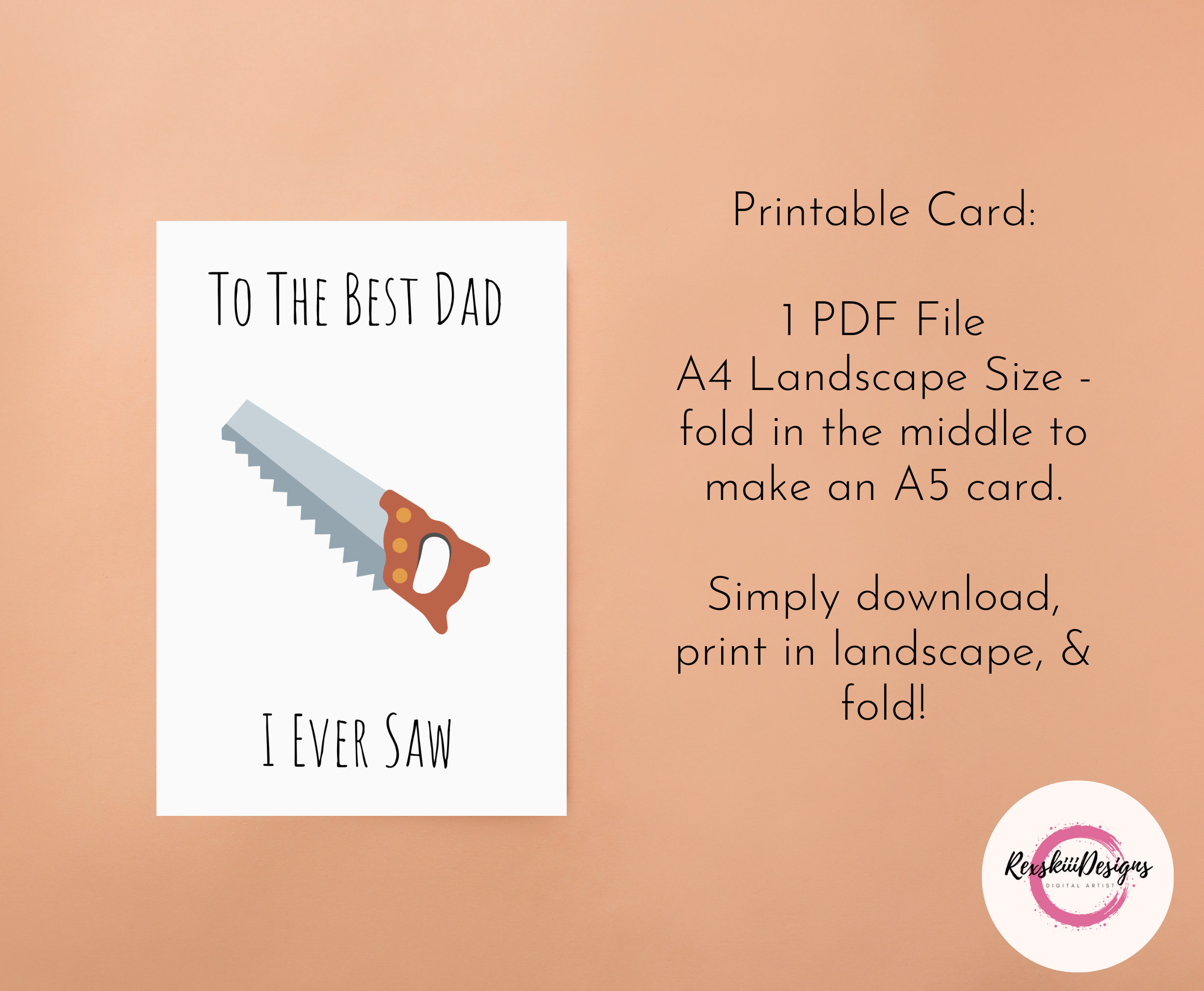 Printable Father's Day Card, to the Best Dad I Ever Saw Card, Father's ...