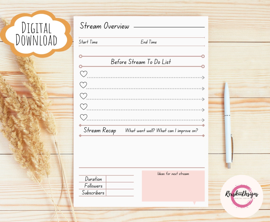 Streaming Planner - A4 A5 Digital Planner - Twitch Planner - Live ...