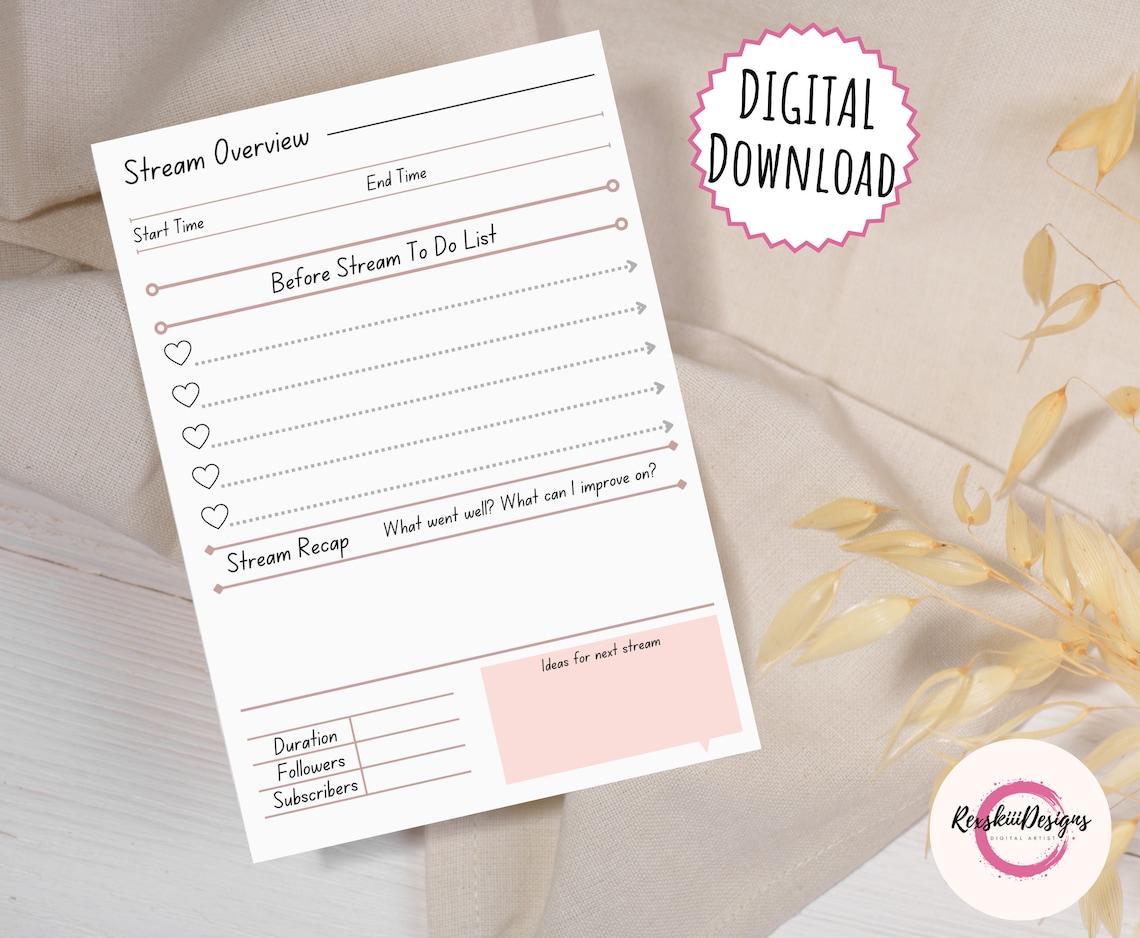 Streaming Planner - A4 A5 Digital Planner - Twitch Planner - Live ...