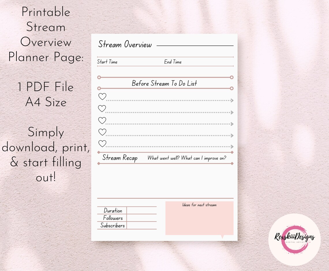 Streaming Planner - A4 A5 Digital Planner - Twitch Planner - Live ...