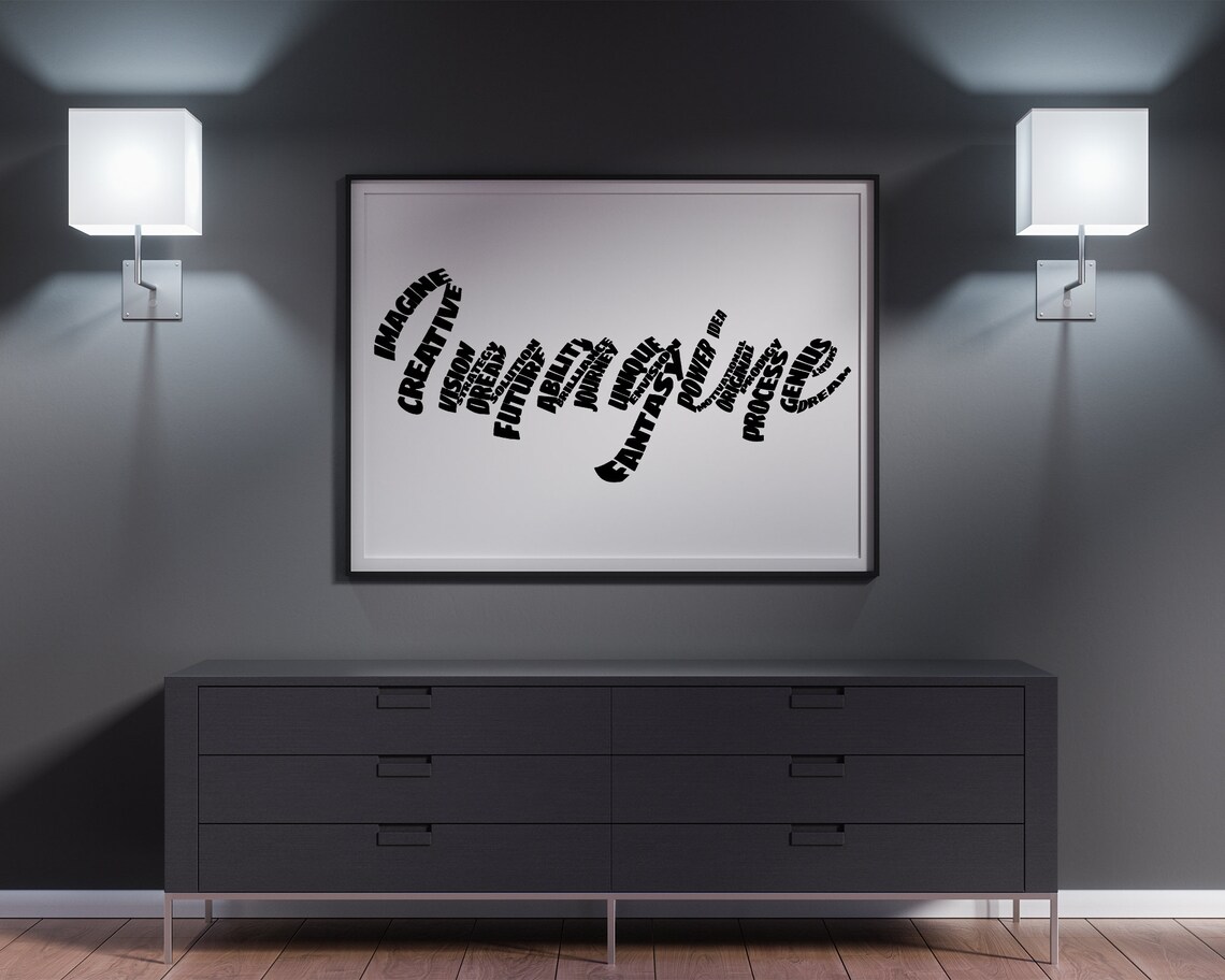 Digital Download IMAGINE Word Cloud Art Inspirational Saying | Etsy