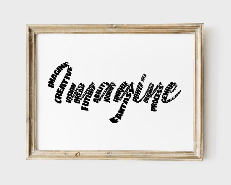 Digital Download IMAGINE Word Cloud Art Inspirational Saying - Etsy