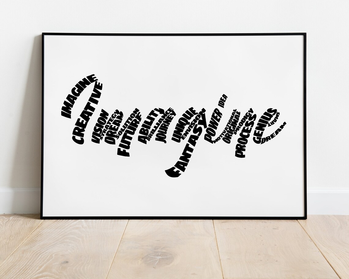 Digital Download IMAGINE Word Cloud Art Inspirational Saying - Etsy