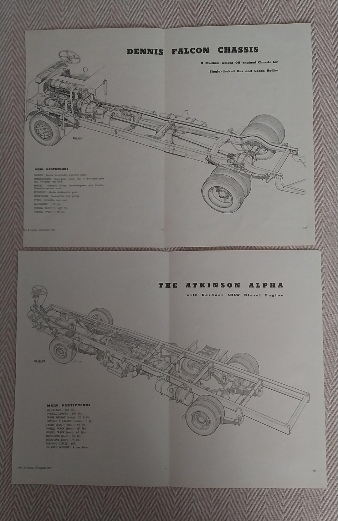 Bus and Coach Chassis Diagrams From 1950S Atkinson Alpha and Dennis ...