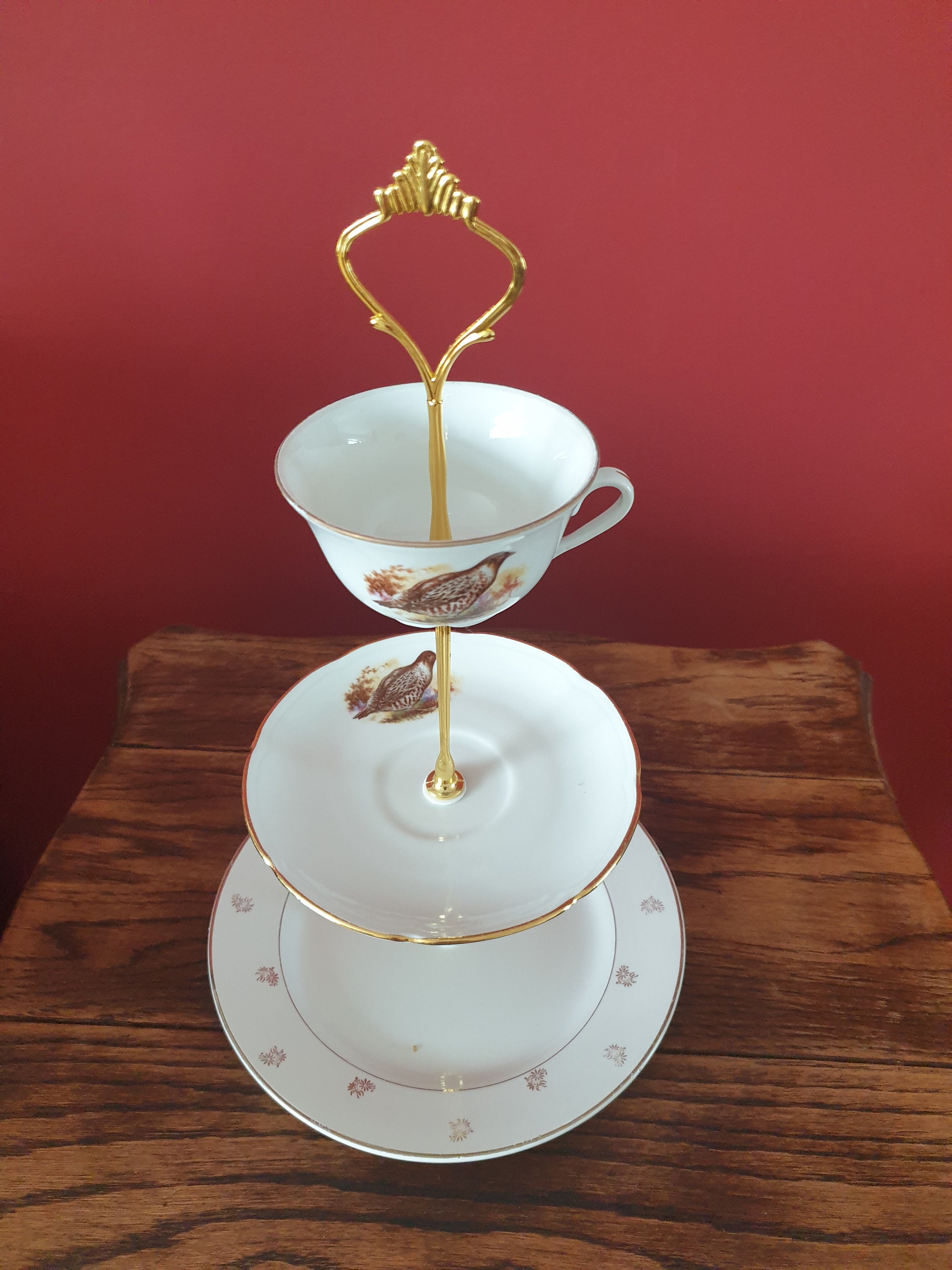 Vintage Cake Stand With Cup Saucer and Plate - Etsy UK