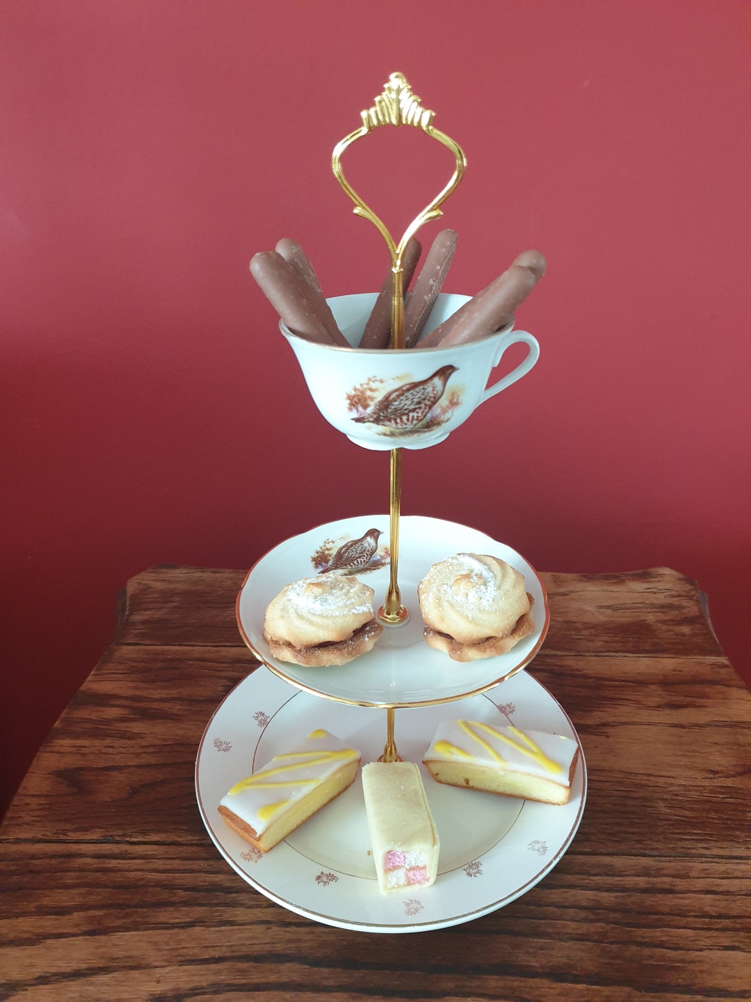 Vintage Cake Stand With Cup Saucer and Plate - Etsy UK