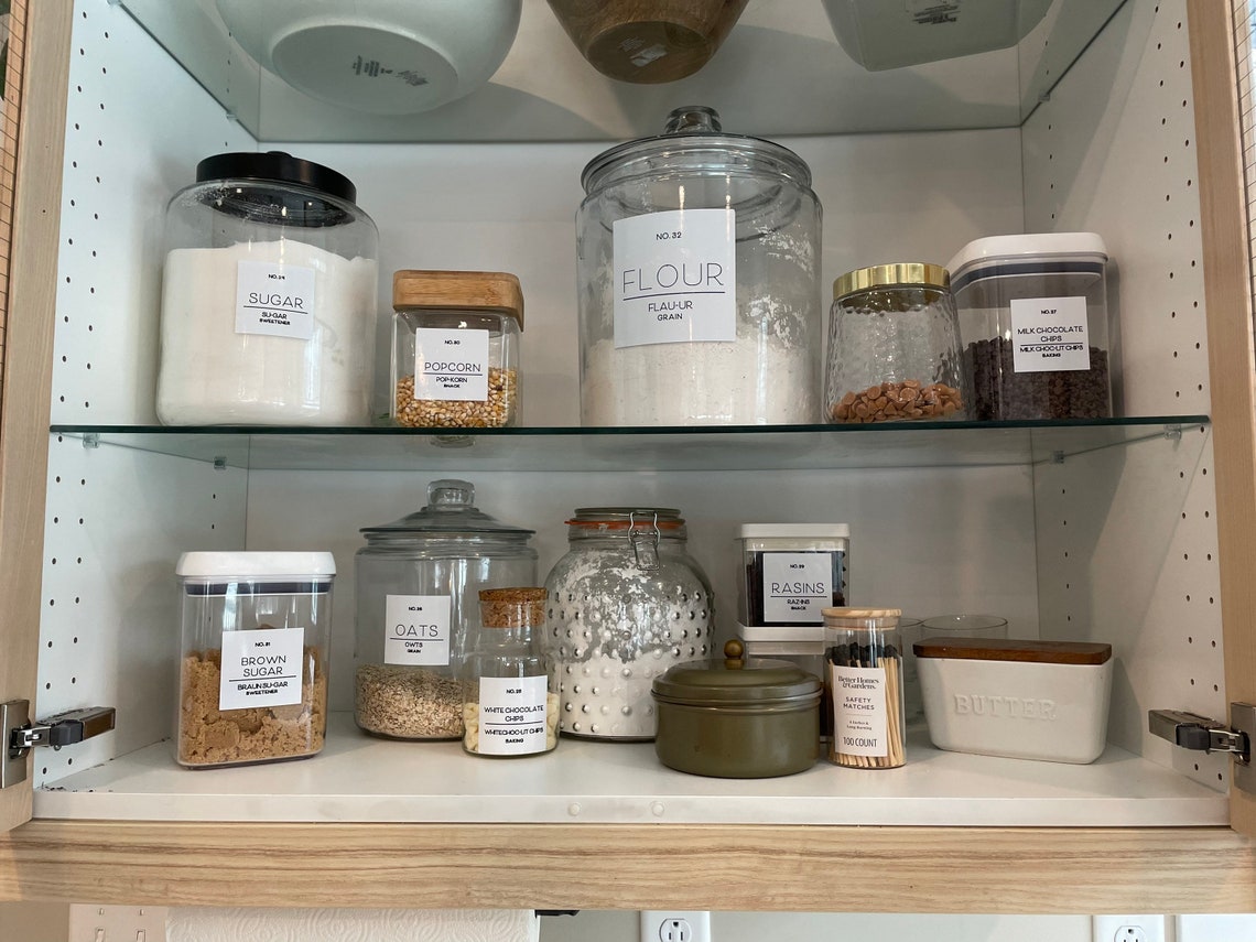 Modern Farmhouse Kitchen Labels. Black and White Numbered Container ...