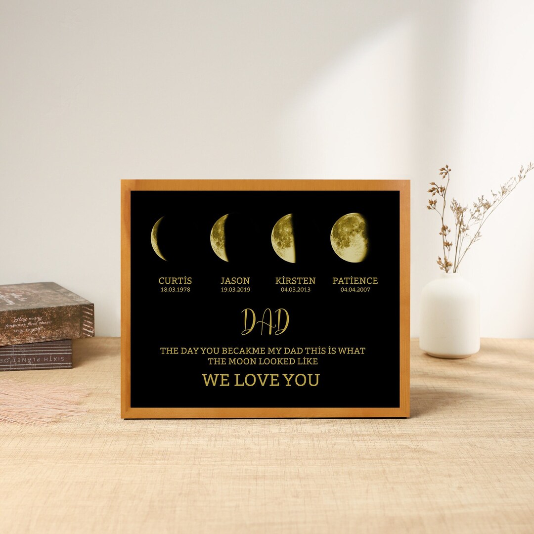 Custom Moon Phase Print Father's Day Gift Frame, Personalized Moon ...