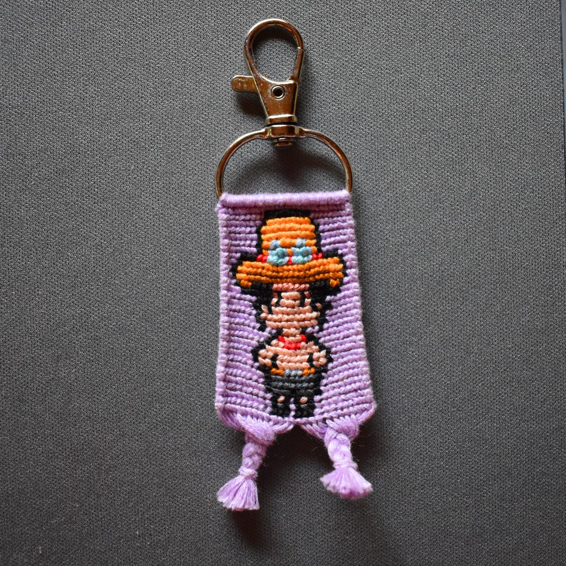 One Piece Fire Fist Ace Pixel Art Handmade/handwoven Keychain - Etsy