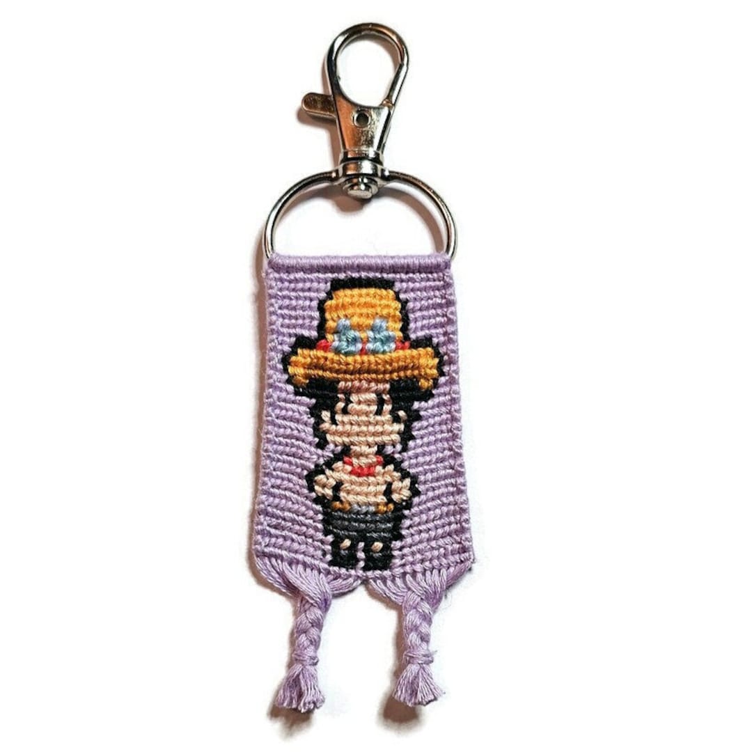 One Piece Fire Fist Ace Pixel Art Handmade/handwoven Keychain - Etsy