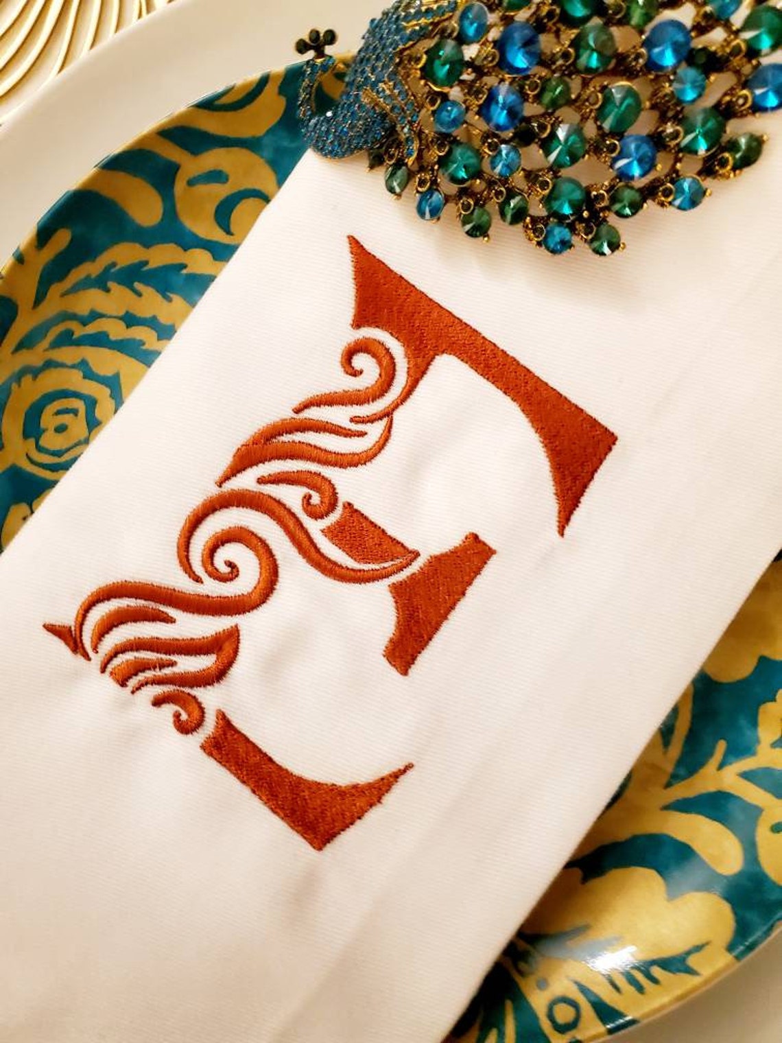 Embroidered Monogram Letter E Embroidery Font Design File - Etsy