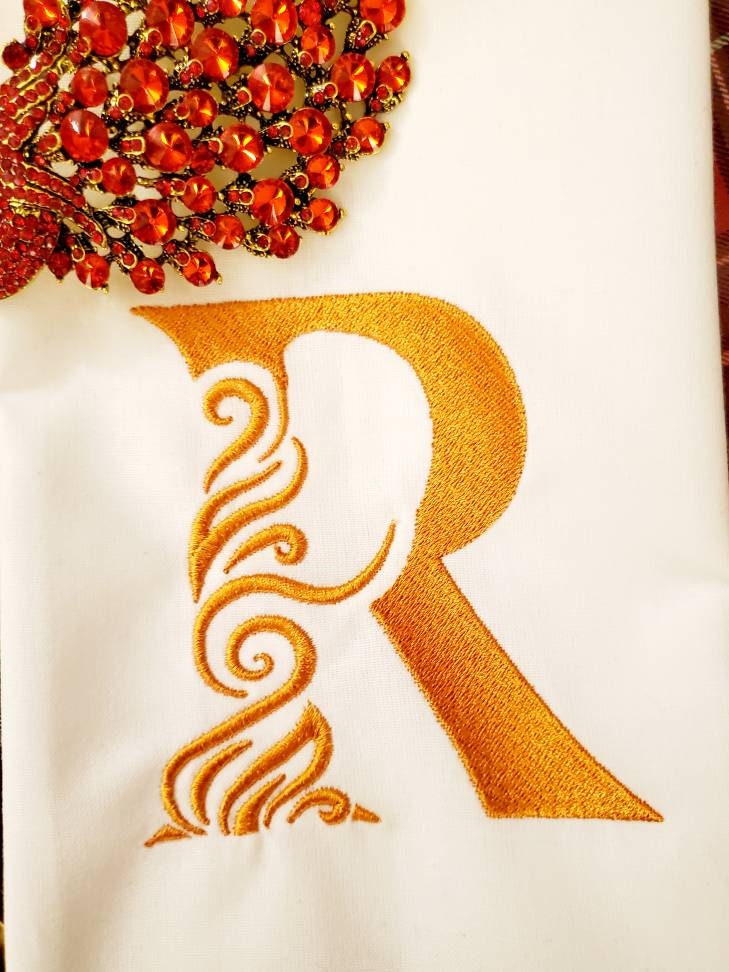 Embroidered Monogram Letter R Embroidery Font Design File - Etsy