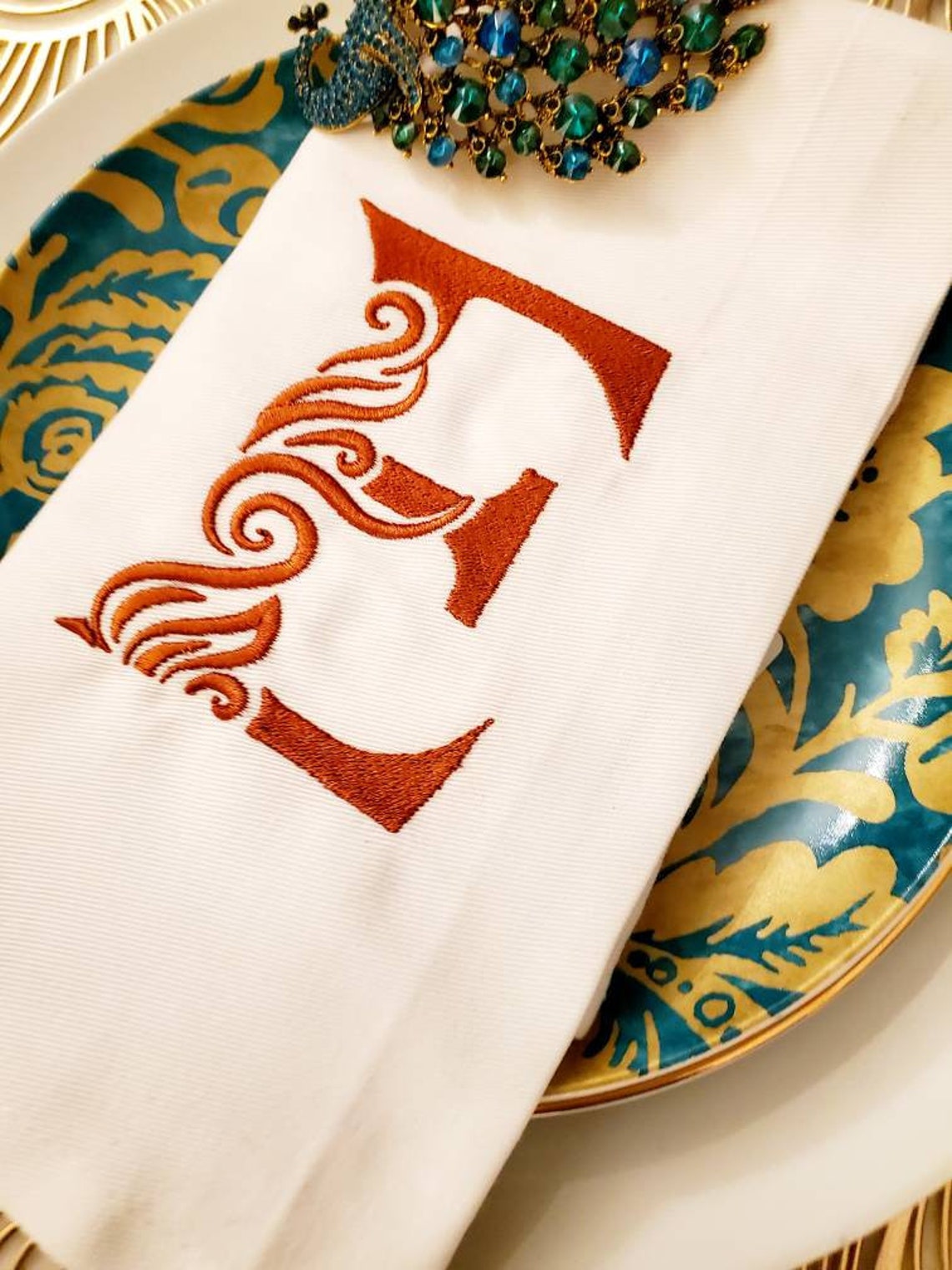 Embroidered Monogram Letter E Embroidery Font Design File - Etsy