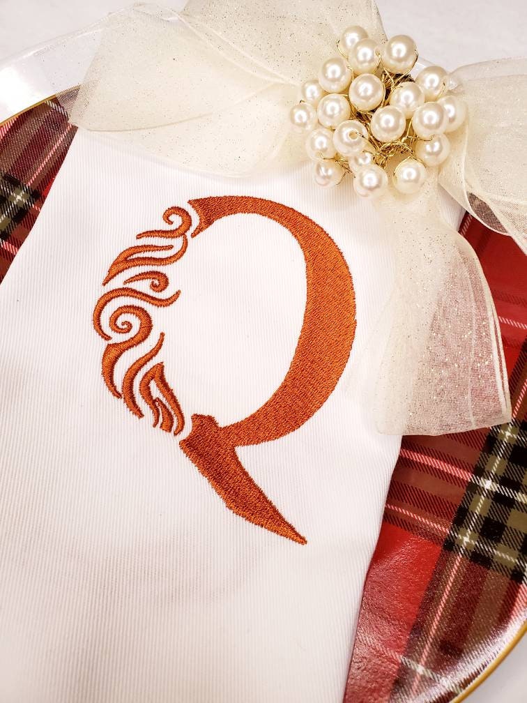 Embroidered Monogram Letter Q, Embroidery Font Design File, Machine ...