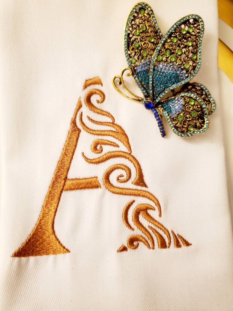 Embroidered Monogram Letter A, Embroidery Font Design File, Machine ...
